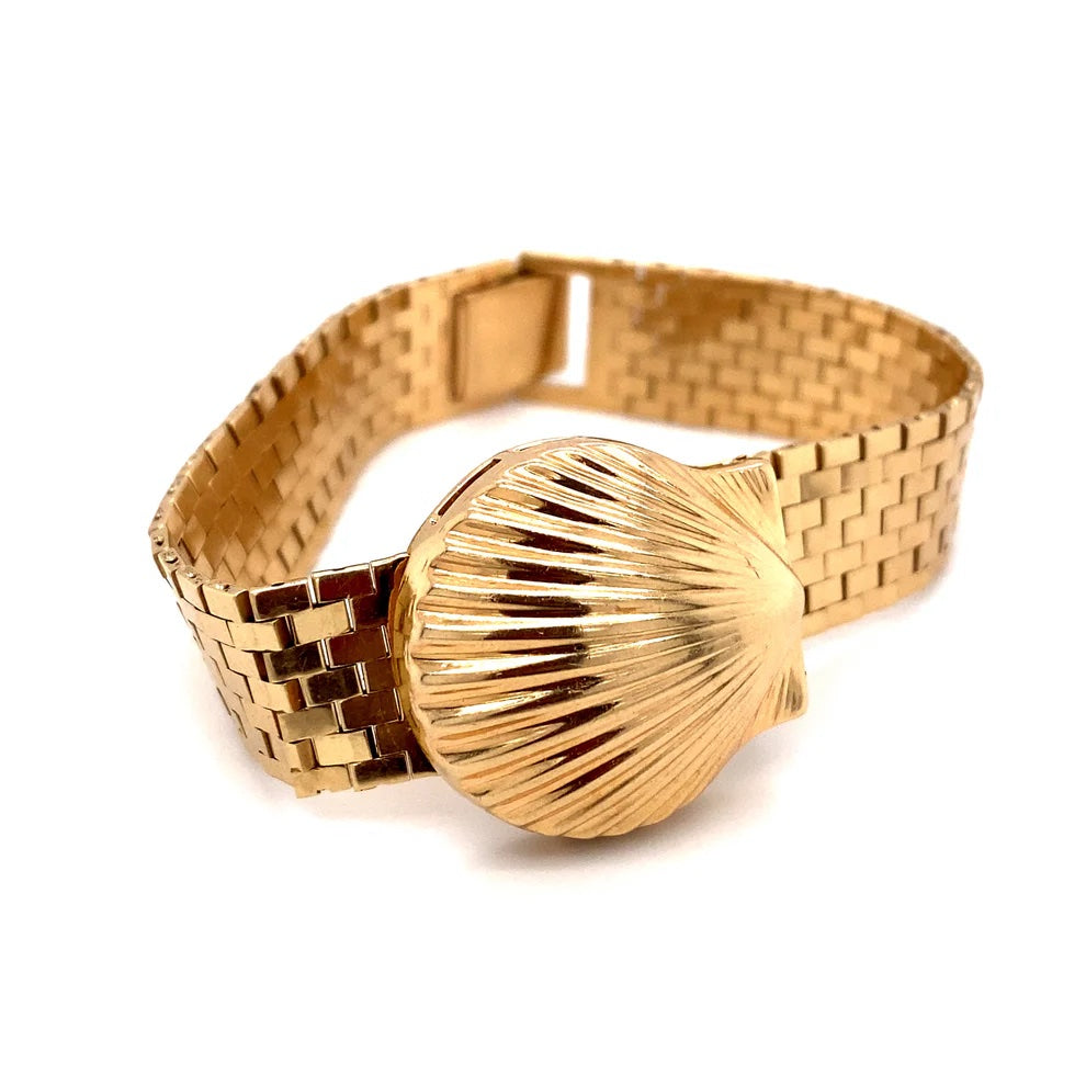 14K Yellow Gold Seashell or Shell Concealed Vintage/Antique Inspired ...