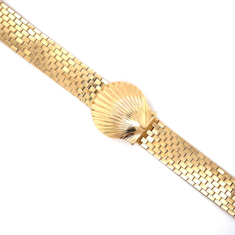 14K Yellow Gold Seashell or Shell Concealed Vintage/Antique Inspired ...