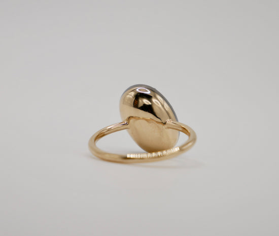 Georgian Victorian Oval Blue Sapphire Button Back Collet Ring