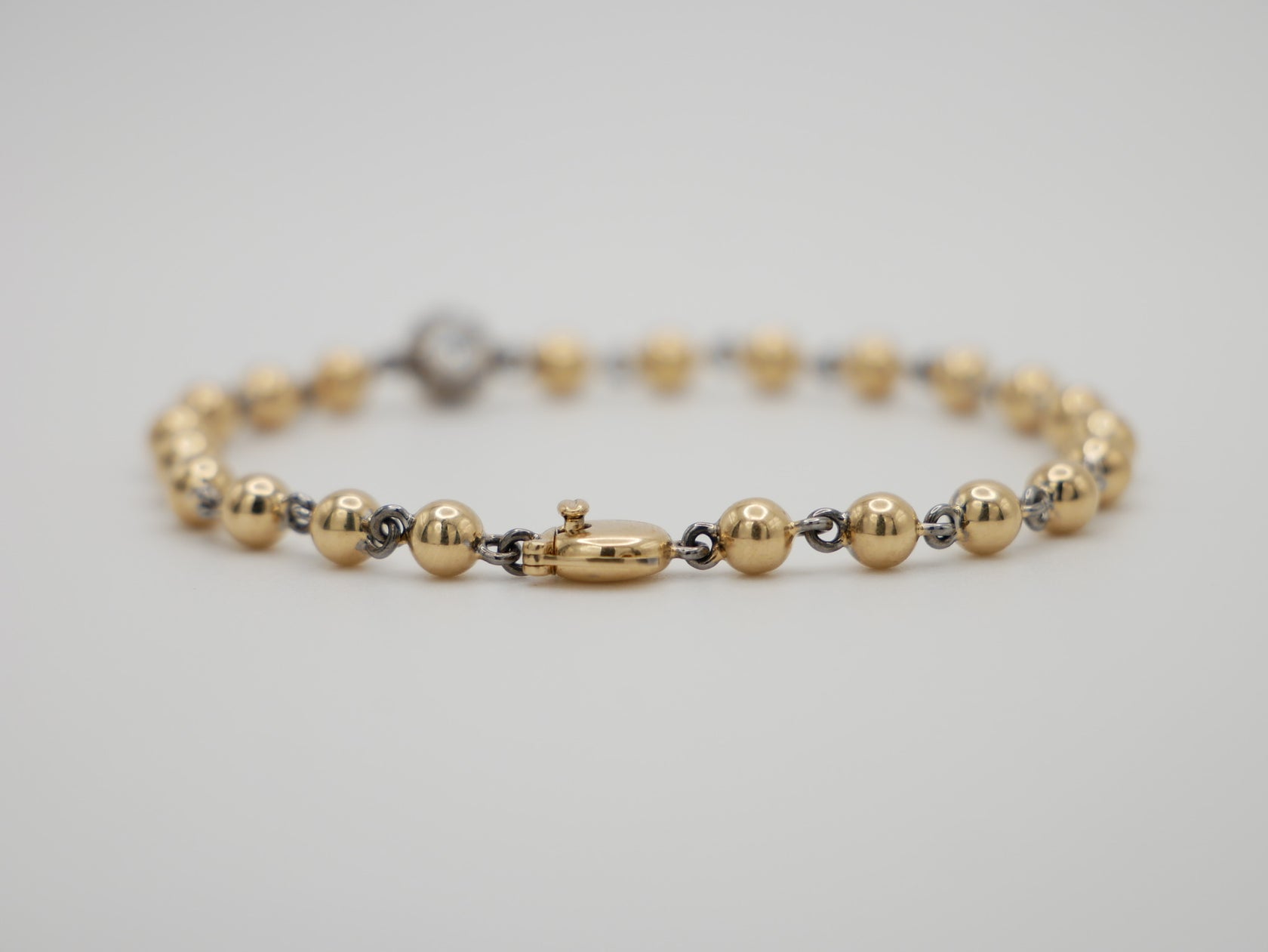 Ball Chain Georgian Victorian Bracelet wth 0.25 ct Moissanite or Lab ...