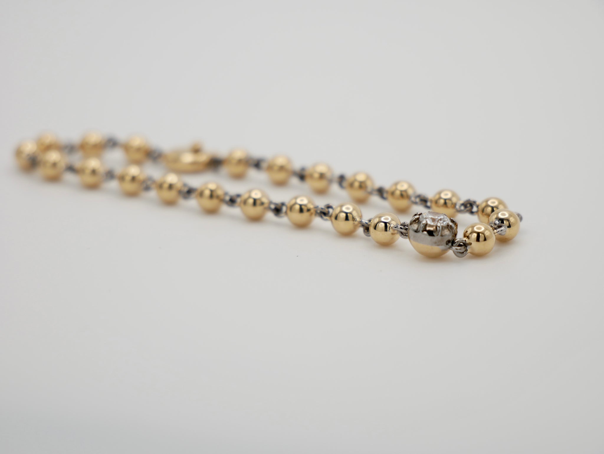 Ball Chain Georgian Victorian Bracelet wth 0.25 ct Moissanite or Lab ...