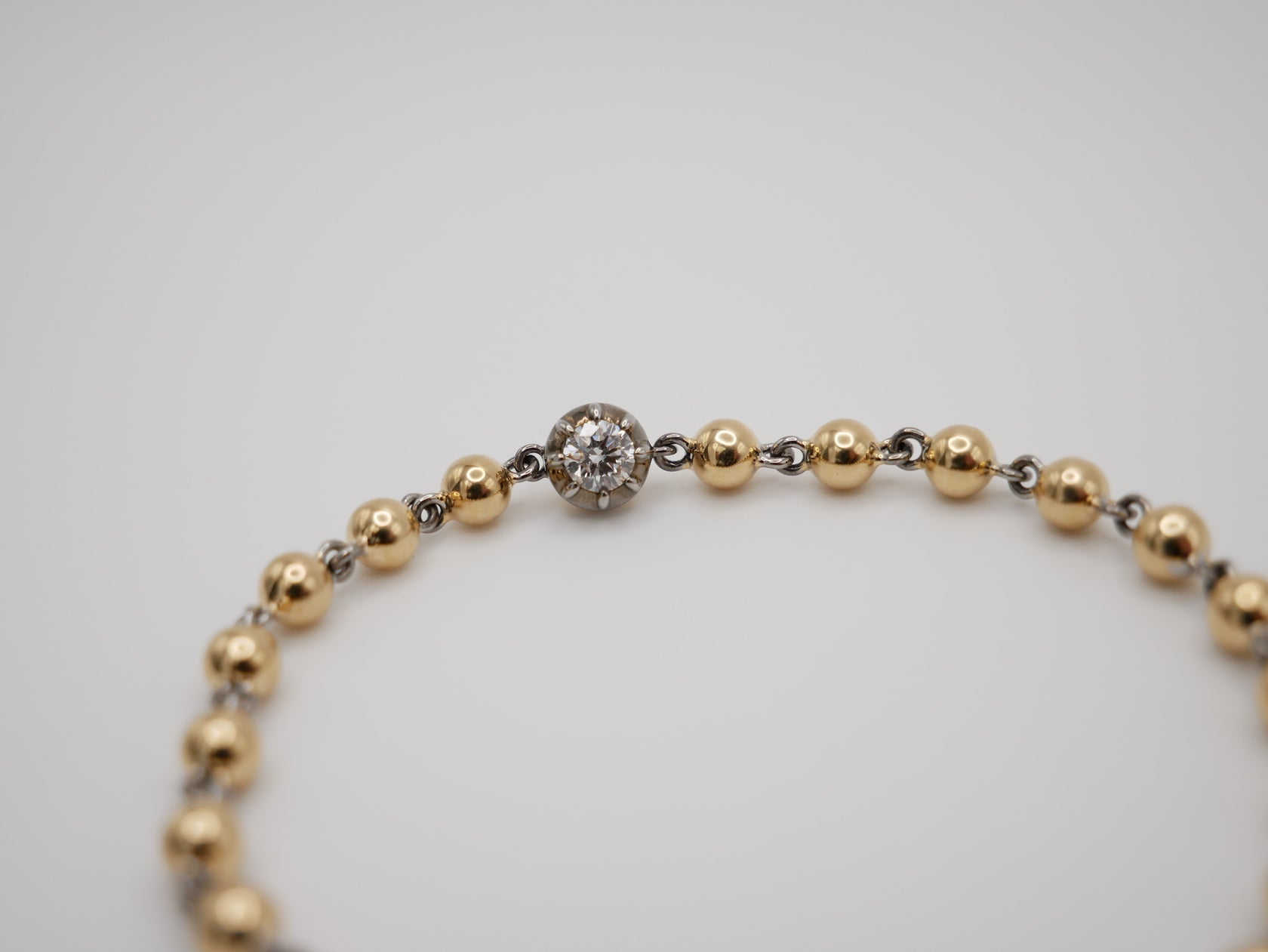 Ball Chain Georgian Victorian Bracelet wth 0.25 ct Moissanite or Lab ...
